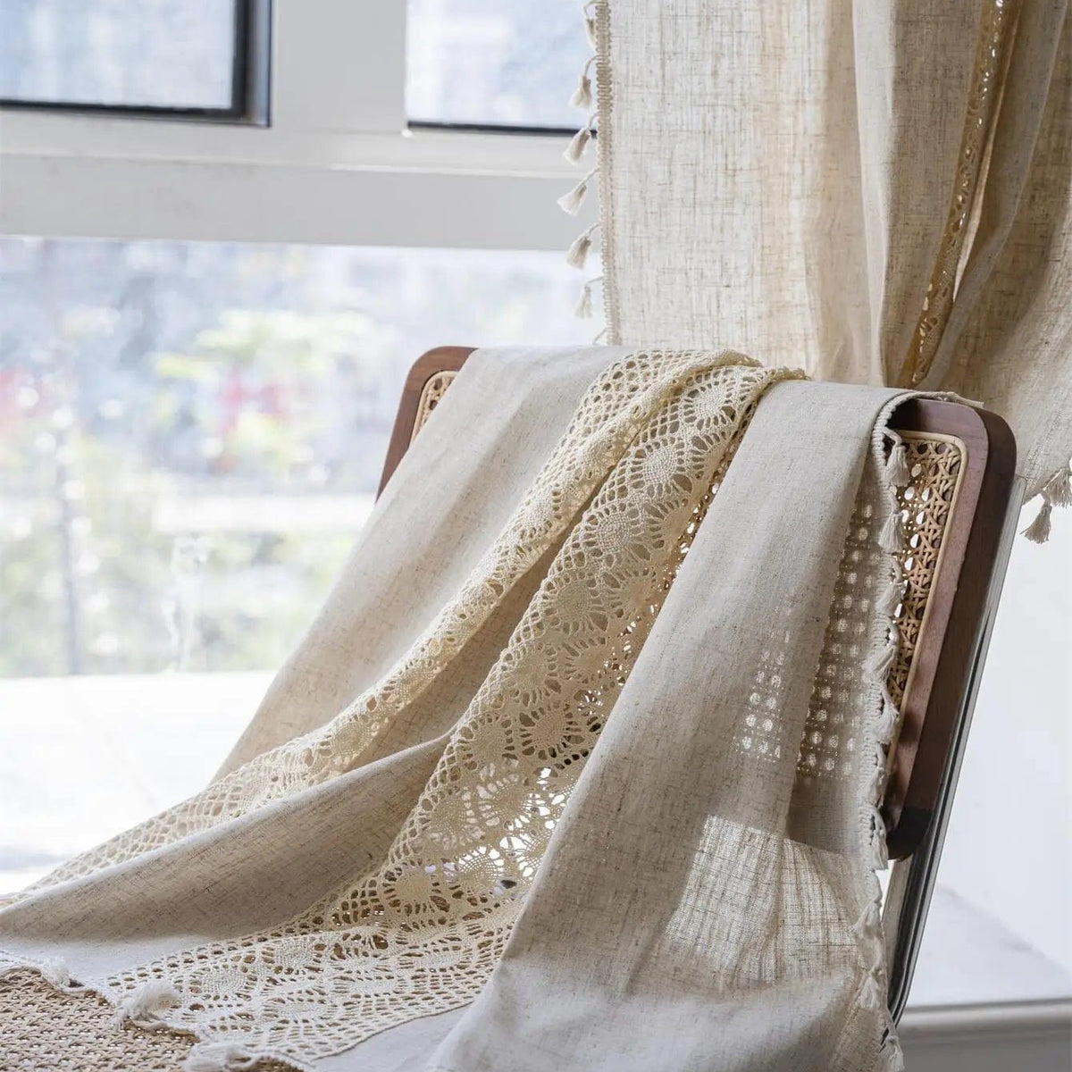 Rideau bohème beige naturel – L'atelier rideau