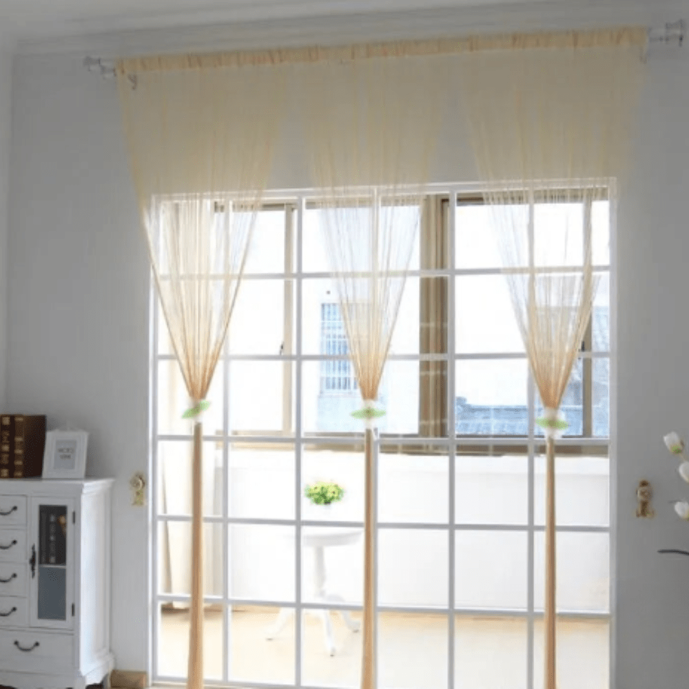 Rideau fil beige long – L'atelier rideau